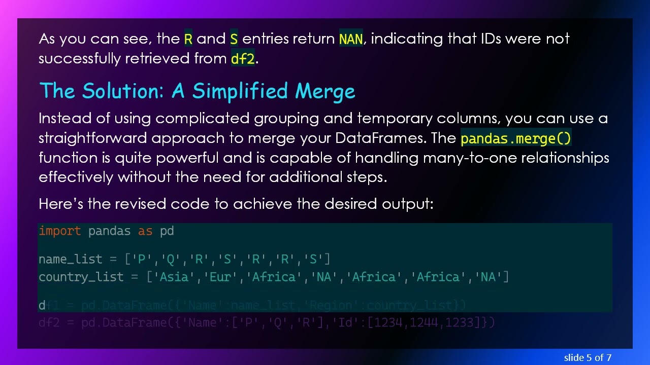 Merging DataFrames in Python: Resolving NAN Values with Pandas