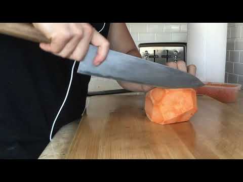 Watanabe ironclad 240 mm blue 2 gyuto vs sweet potato