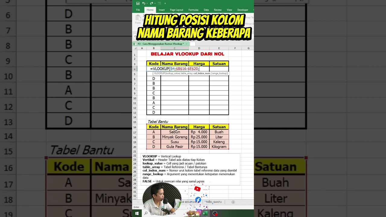 Rumus VLOOKUP pada Excel #vlookup #belajarexcel  #microsoftexcel #tutorialexcel #exceltips #excel