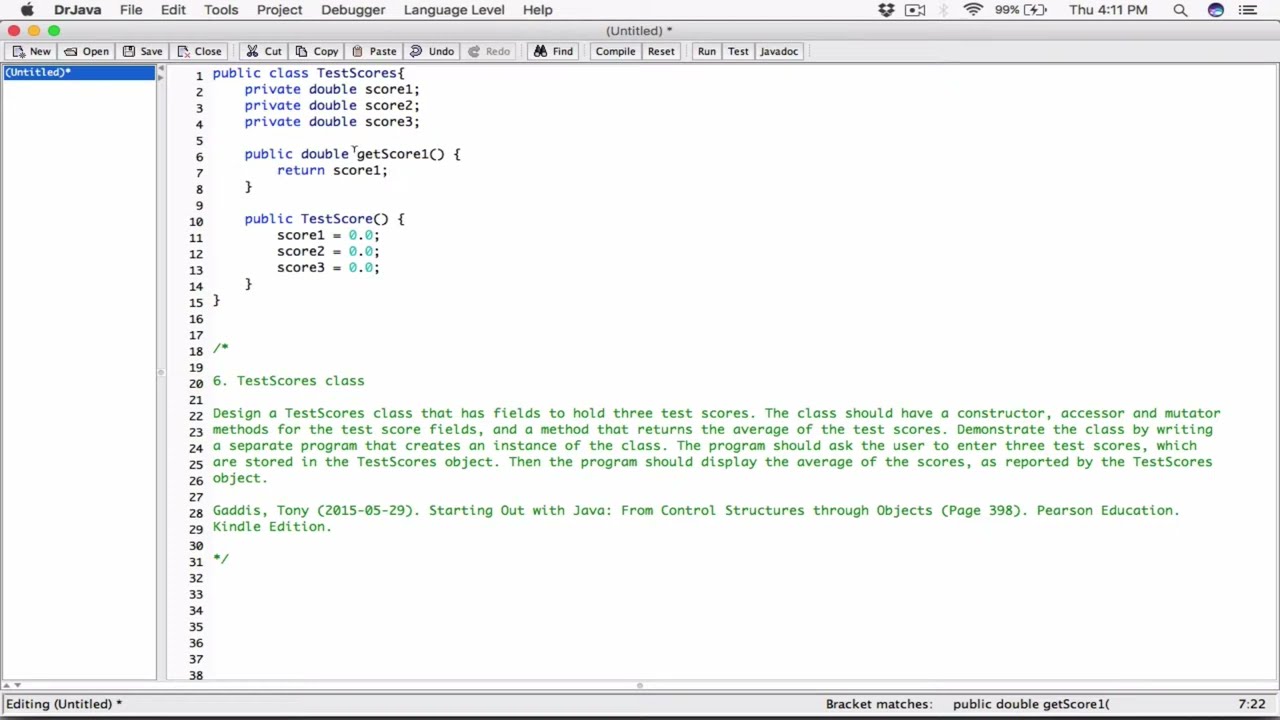 6.6. (Part 1) TestScores Class - Java