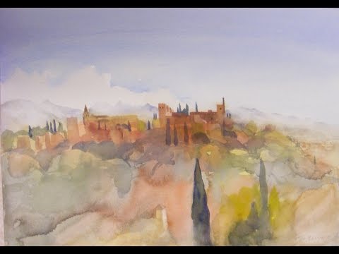 Alex Brown watercolour painting Demo of the Alhambra Spain.