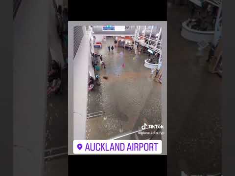 only in new zealand does flooding get explained with a wet floor sign! #aucklandairport