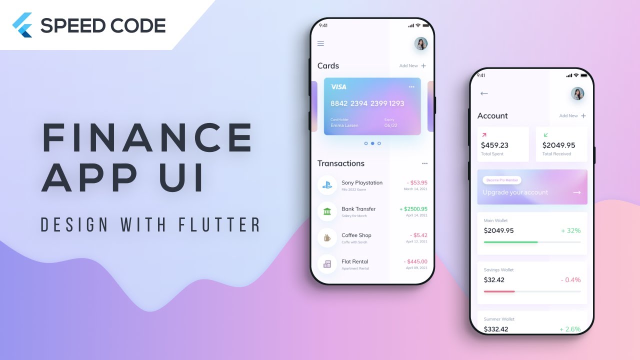 Financial App Design - Flutter UI - Speed Code