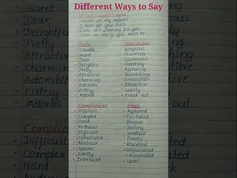 Different ways to say/Other ways to say/Synonyms