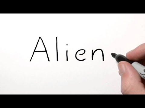 How to Turn Words into Pictures - Easy Alien Cartoon Drawing