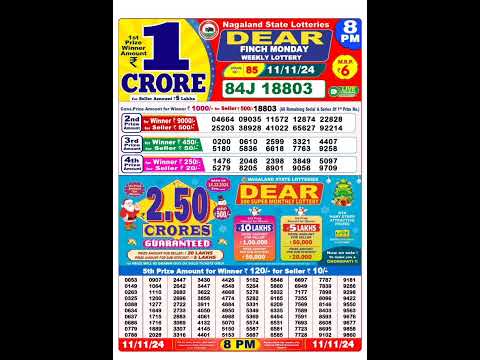 Nagaland lottery result today 8pm 11/11/2024 - morning Nagaland State Lottery Result Pdf.