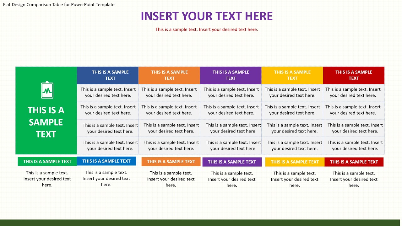 Flat Design Comparison Table for PowerPoint Template