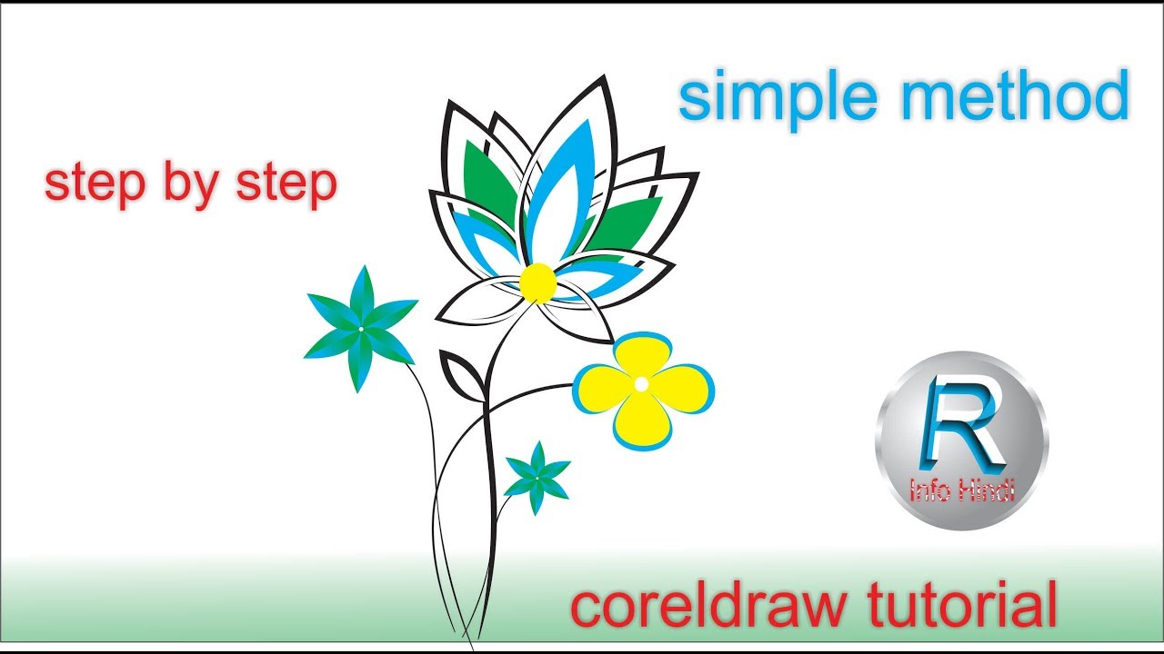 coreldraw tutorial | Flower design in corel draw by r info hindi
