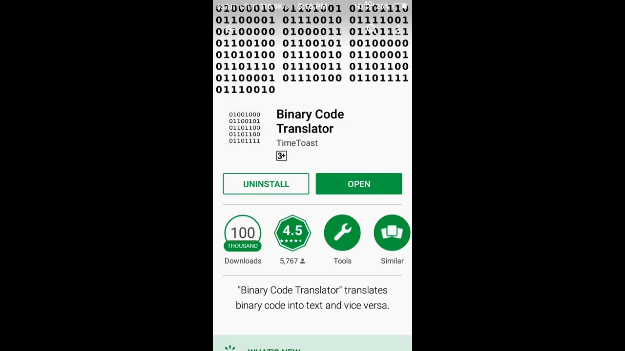 binary code translater andriod application
