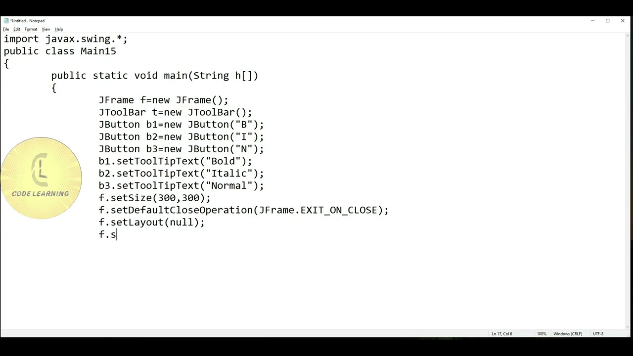 Java | Swing class 'ToolTip - add in toolbar' | CodeLearning
