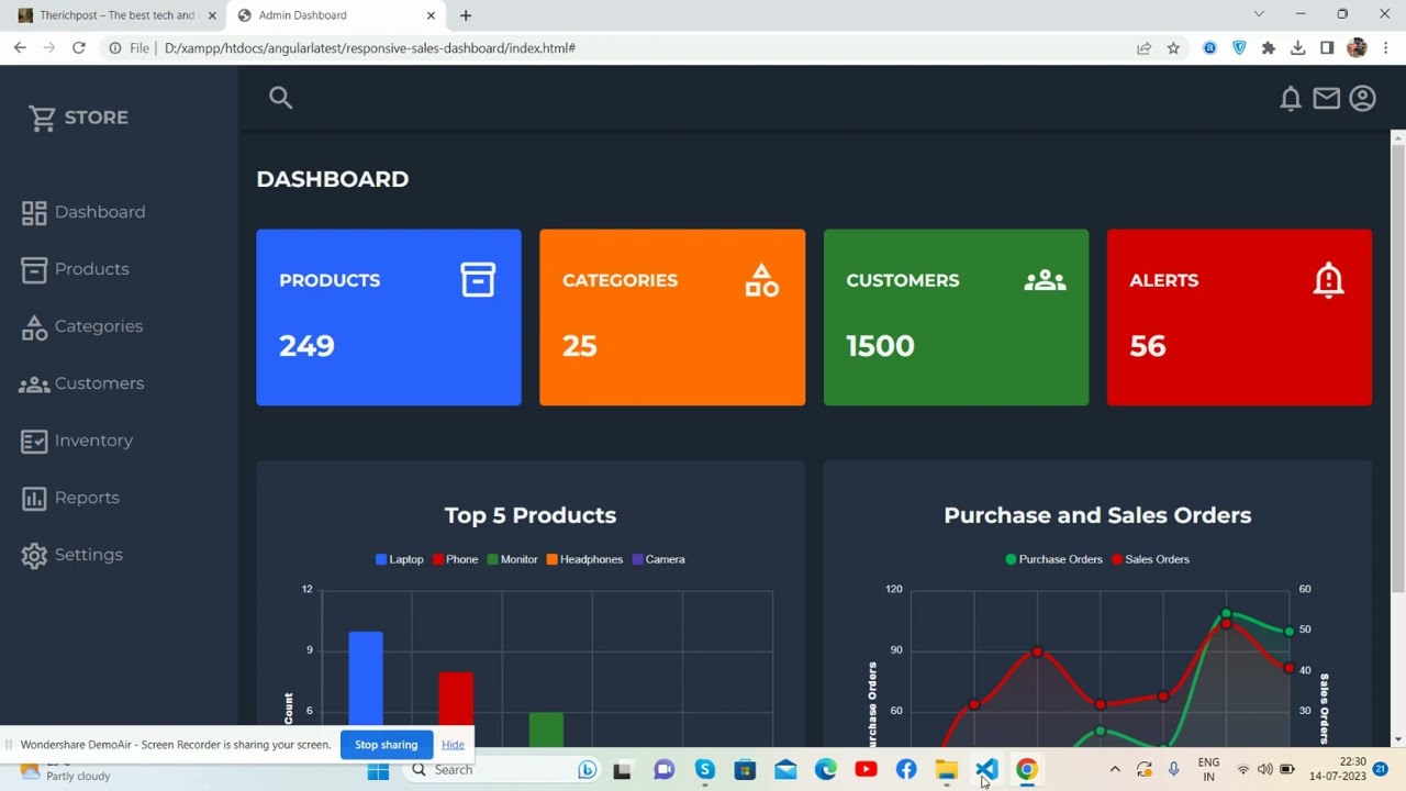 Free Responsive Sales Admin Dashboard Template 22 - HTML CSS JAVASCRIPT
