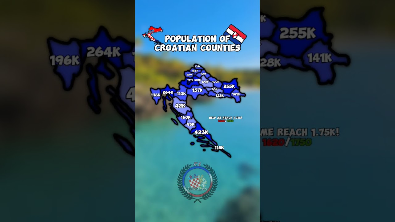 Population of Croatian counties #europe #geography #map #croatia #mapper #history #globalmapper