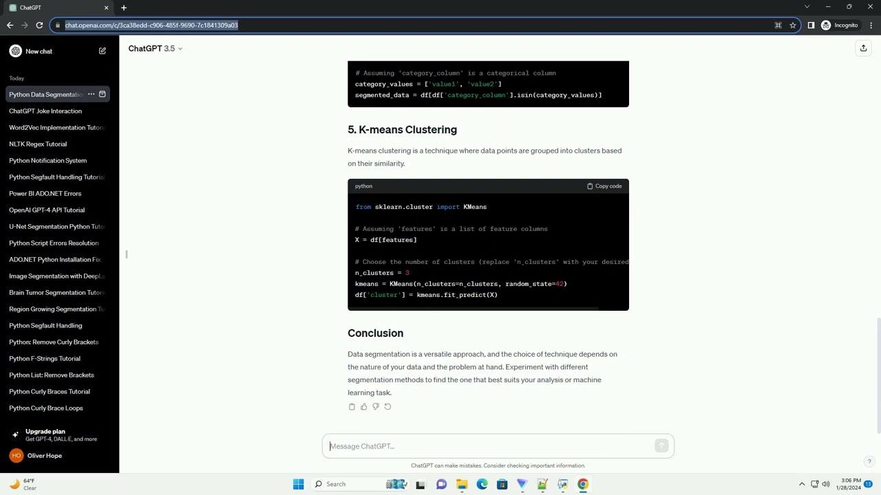 data segmentation techniques python