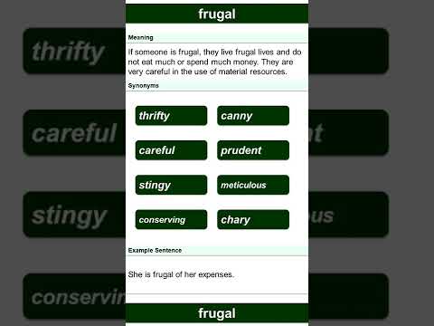 frugal, Thesaurus, Synonyms, Vocabulary Development, English Practice for Fluency #shorts