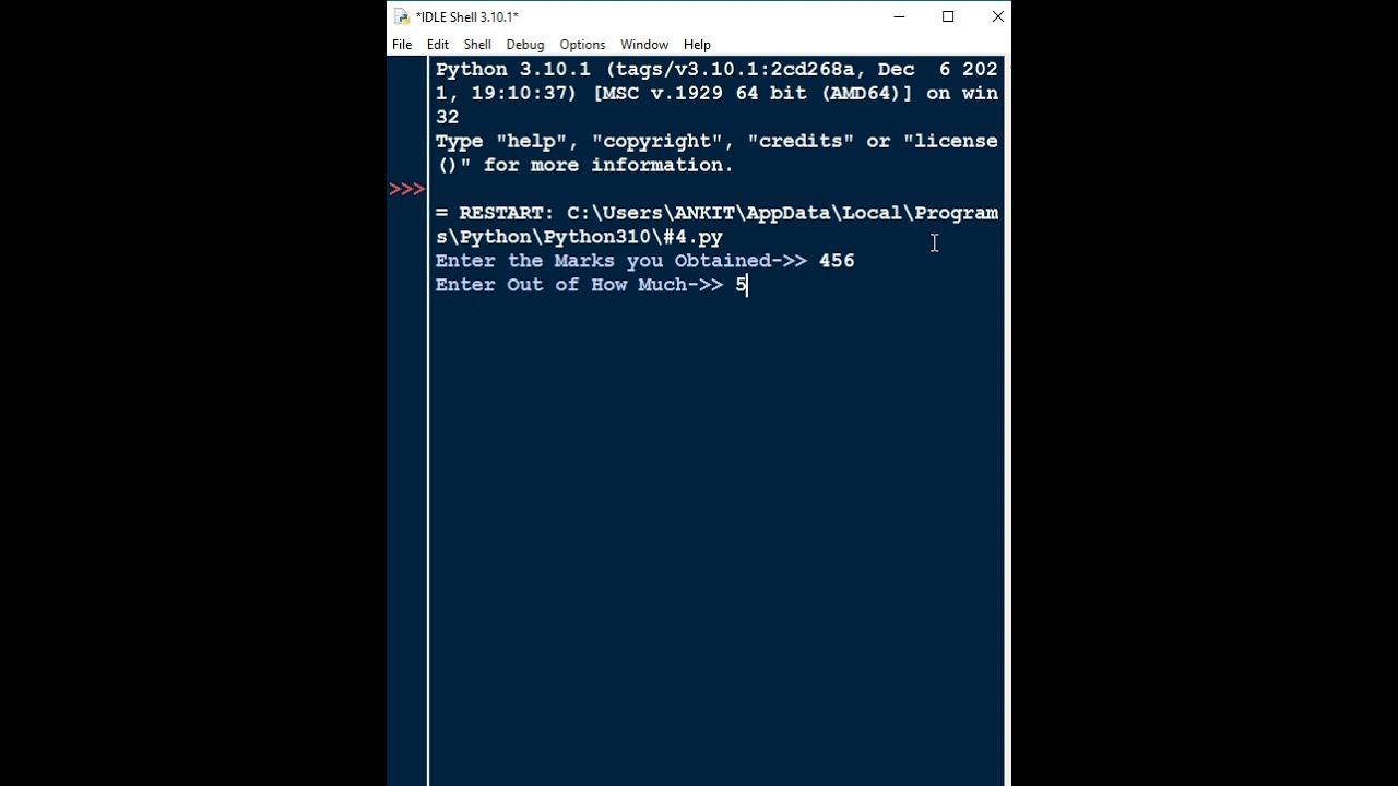 CALCULATE PERCENTAGE USING PYTHON #coding #pythonforbeginners #shorts
