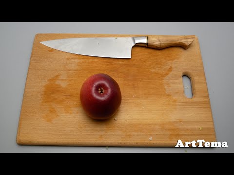 Kitchen Knife AliExpress Review | HEZHEN Chef Knife Sandvik 14C28N Steel - Chopping apple 4K