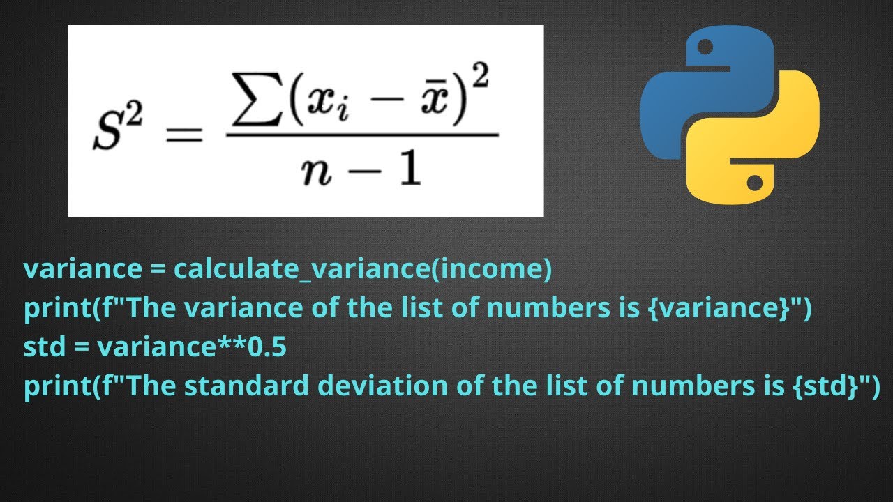 6. MATH IN PYTHON | CALCULATING VARIANCE AND STANDARD DEVIATION