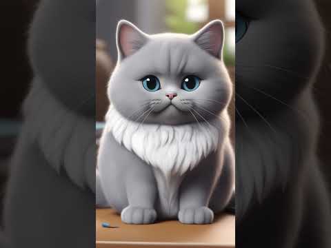 "Adorable Chubby Munchkin: A Cute Cartoon Cat in Stunning Detail"