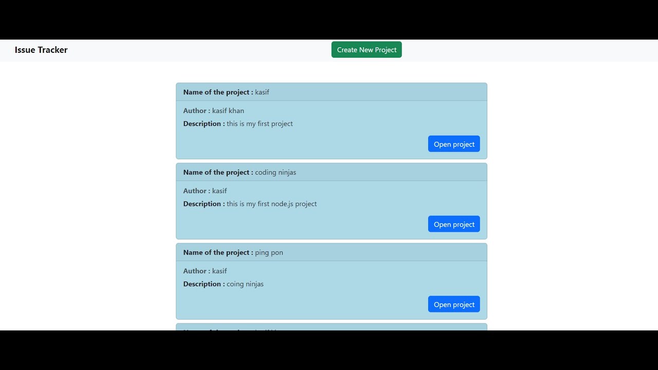 Issue Tracker Project Using Node.Js