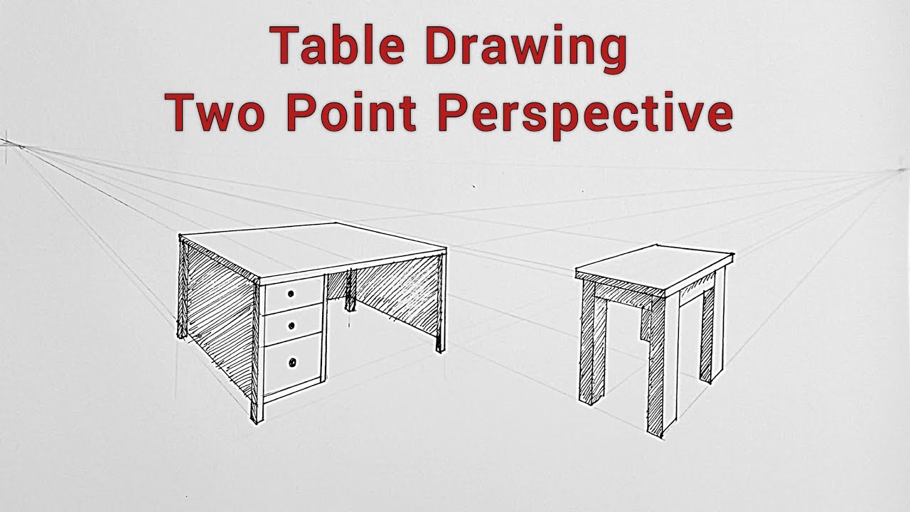 How to Draw Table Two Point Perspective | Office Table Drawing Easy Step by Step