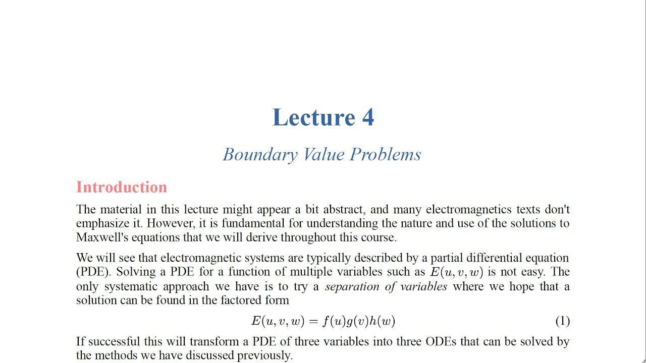 AEM Lecture 4 Boundary Value Problems
