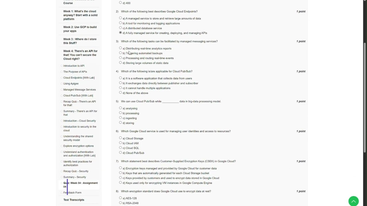 NPTEL Google Cloud Computing Foundations Week 4 Assignment Solution August 2024  IIT Kharagpur