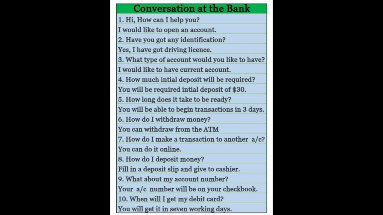 Conversation at the Bank