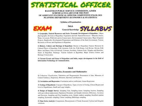 ASSISTANT STATISTICAL OFFICER EXAM SYLLABUS RPSC SYLLABUS #rpsc #rsmssb #rajasthan #syllabus #shorts