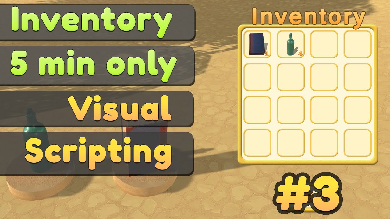 Inventory events 5 min only in Unity Visual Scripting - Part 3 - Add, Use, Save, Load ...