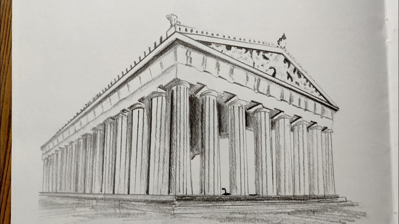 How to draw Parthenon step by step very easy.