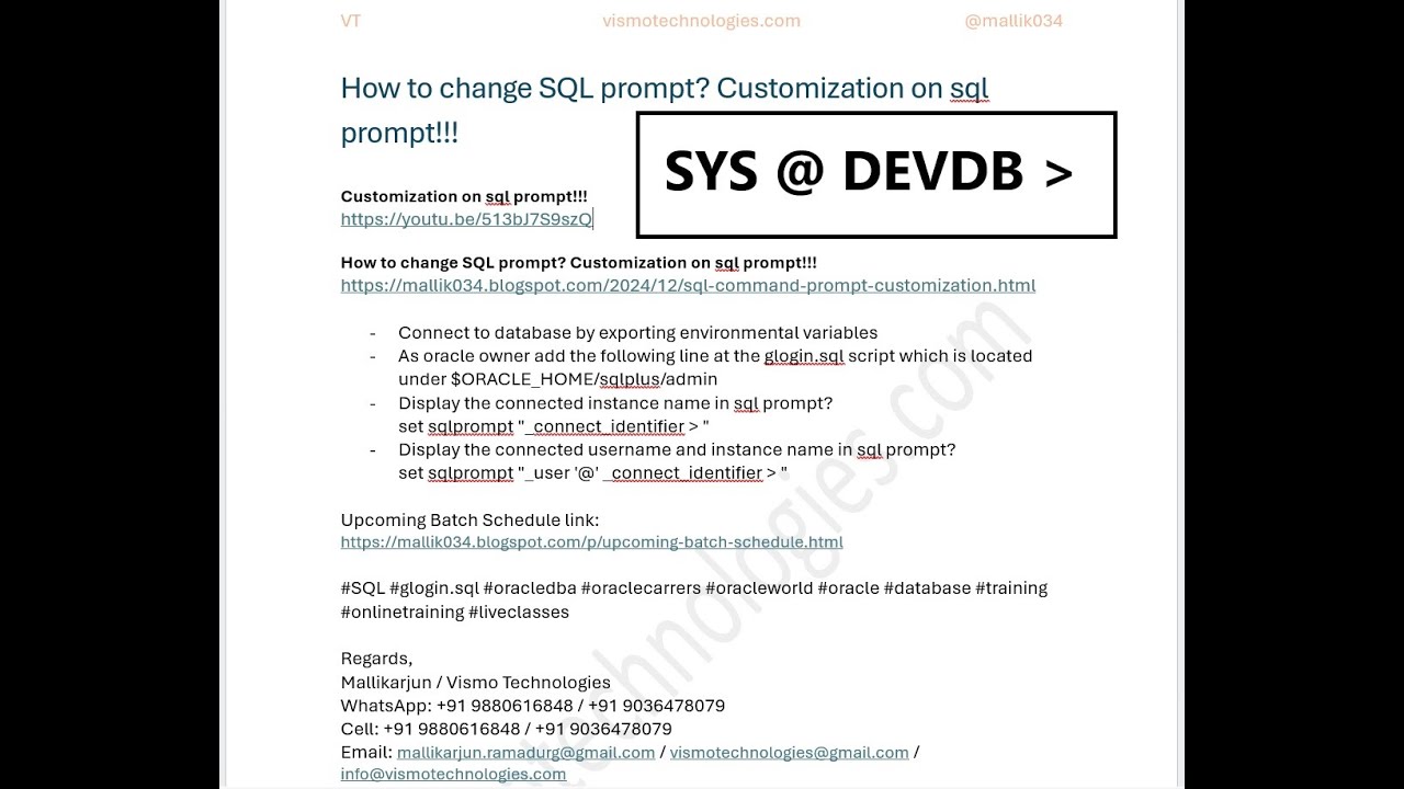 SQL command prompt customization!!!