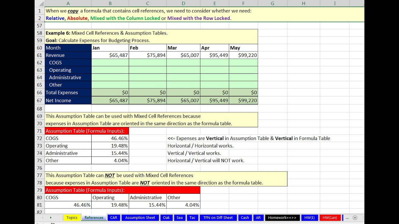 Highline Excel 2016 Class 04: References: Relative, Absolute, Mixed, Sheet, Workbook, 3-D, Table…