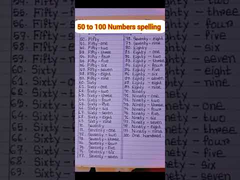 50 to 100 Numbers Names/ NUMBER SPELLING 50 - 100 /50 to 100 spelling in english/Numbers in Words