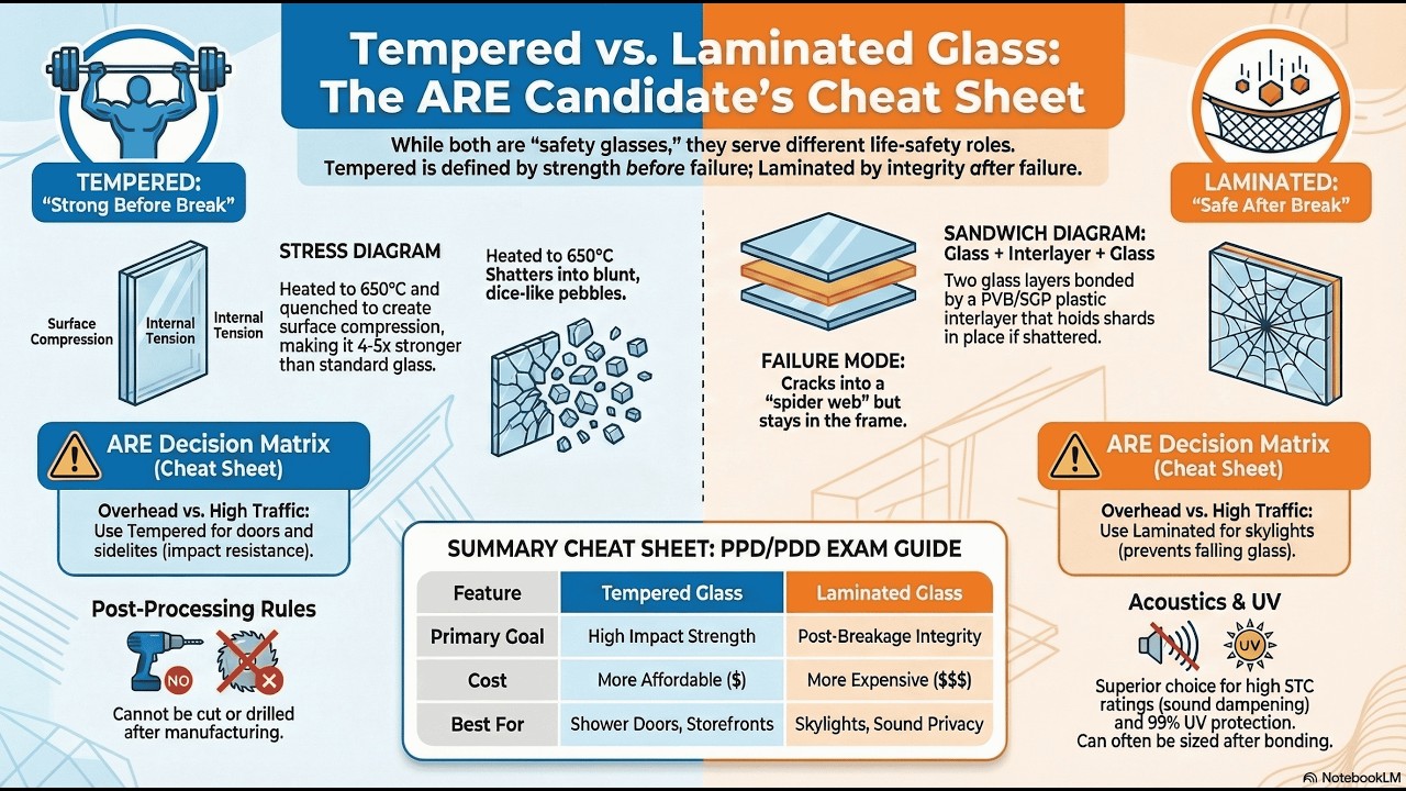 ARE Exam Prep: Tempered VS Laminated Glass for PPD & PDD | ARE Lab