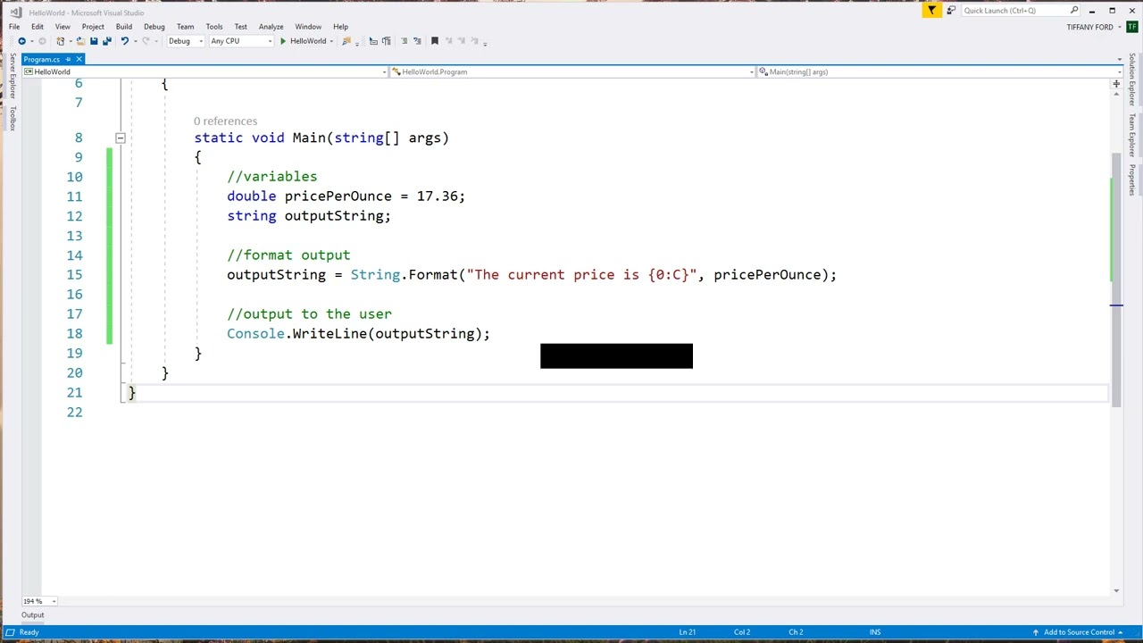 Formatting Text for Output in C#