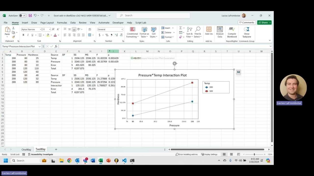 Create an Interaction Plot in Excel - QE.INTERACTIONPLOT()