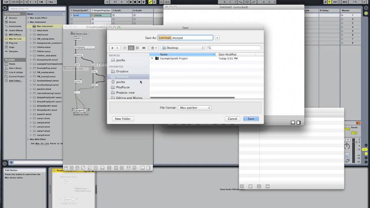 M4L: Simple Polyphonic Synth Example