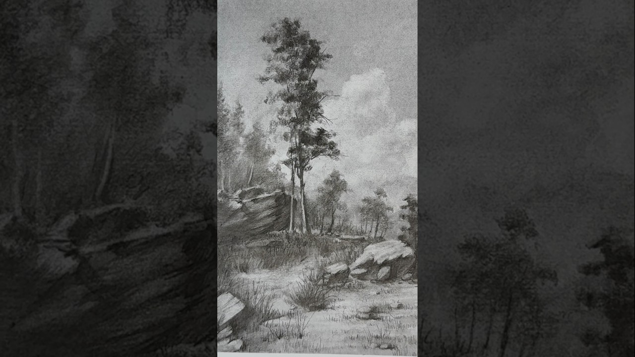 Process of Creating a Charcoal Landscape Drawing #charcoal #landscape #process #sketch #tutorial