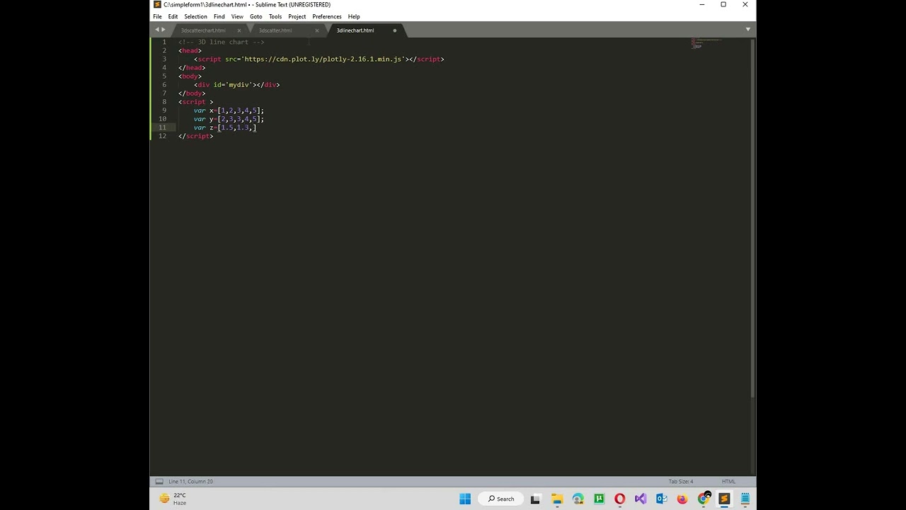 3D Line Chart using plotly javascript