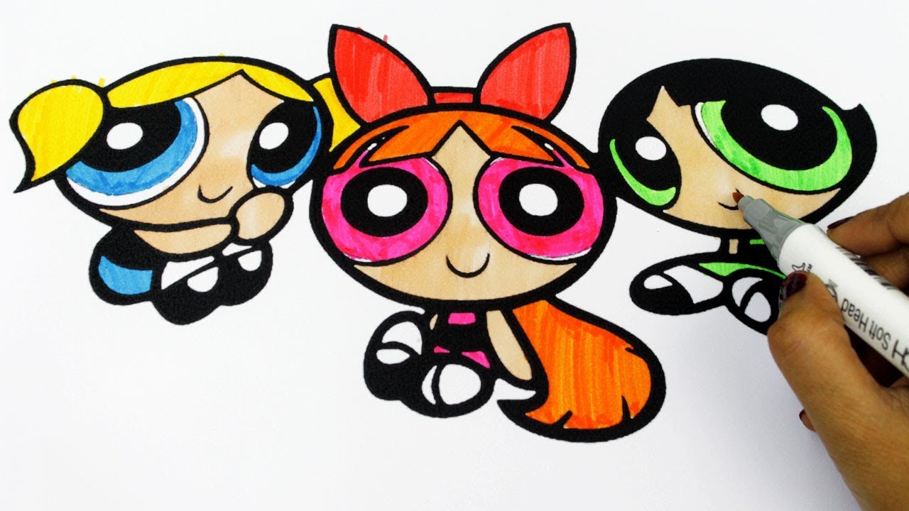 Powerpuff Girls colouring Book Bubbles Blossom Buttercup PPG PPGZ Surprise Egg and Toy