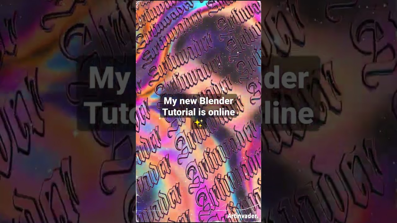 Iridescent / holographic kinetic typography fluid animation. Blender tutorial for beginner