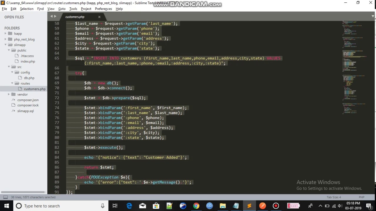 REST API using Slim framework and Hospital Management web application