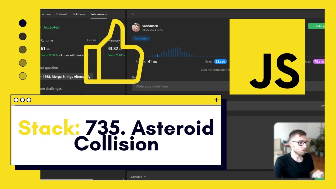 Master the Cosmos of Code: Solving LeetCode 735. Asteroid Collision Challenge in JavaScript!
