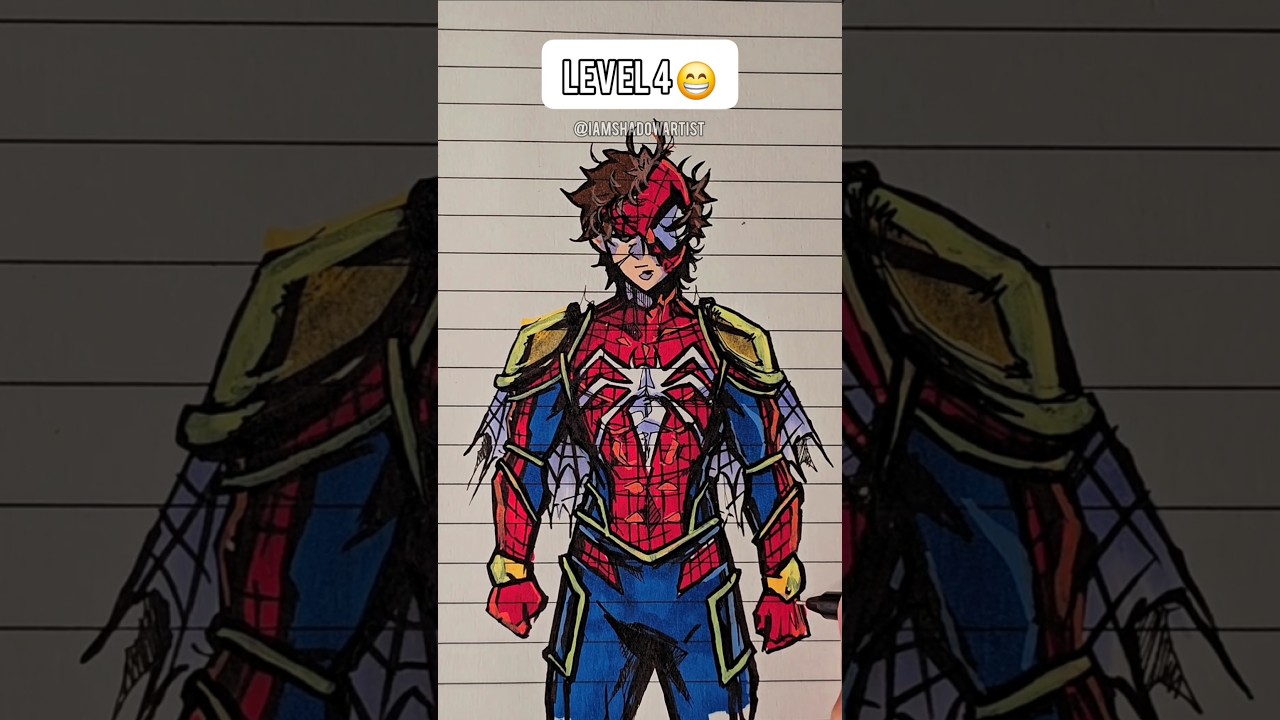 Drawing Spider-Man in Different Level ✨️ #shorts #spiderman  #howtodraw