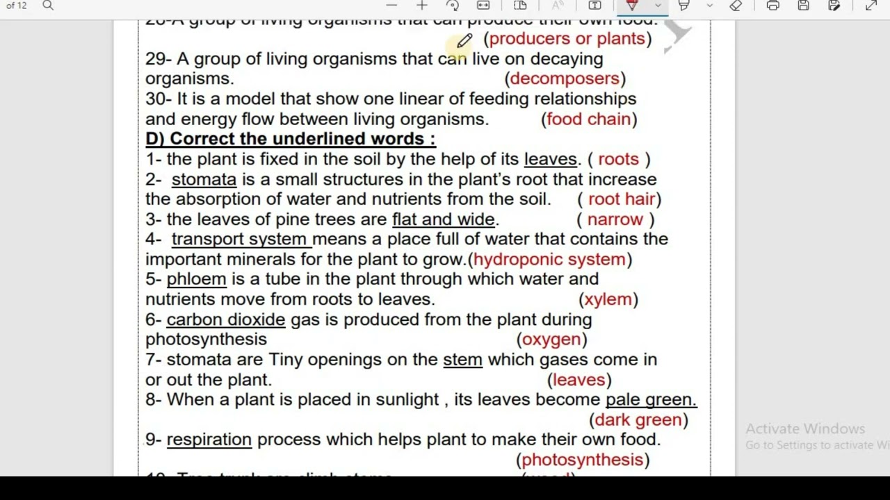|2022-2023 October Revision grade 5 | Science part 2  | with pdf Answers
