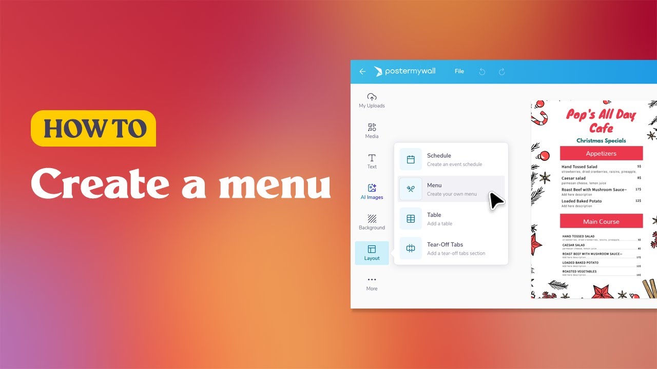 How to Create a Menu with PosterMyWall