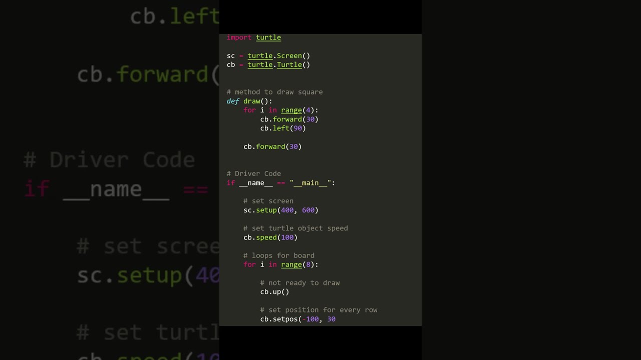 Step-by-Step Tutorial: Drawing Chess-Board using Python's Turtle Like a Pro!