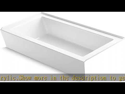 KOHLER K-1957-RA-0 Underscore Rectangle 60-Inch x 32-Inch Alcove Bath, Integral Flange and Right-Ha
