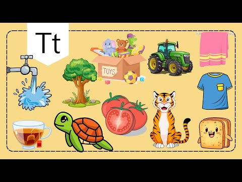 Words that start with letter Tt| 'T' words| Phonics| Initial sounds| learn letter Tt