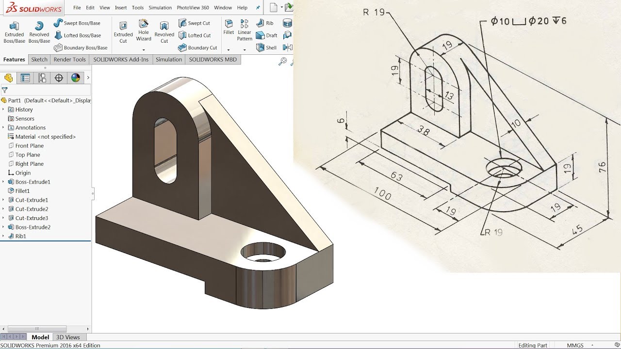 SolidWorks Tutorial for beginners Exercise 48